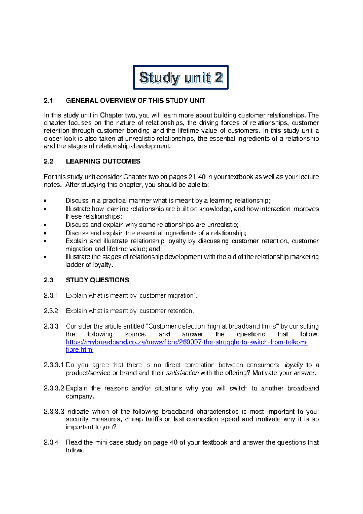 Module guide Unit 2 - 2 GENERAL OVERVIEW OF THIS STUDY UNIT In this ...