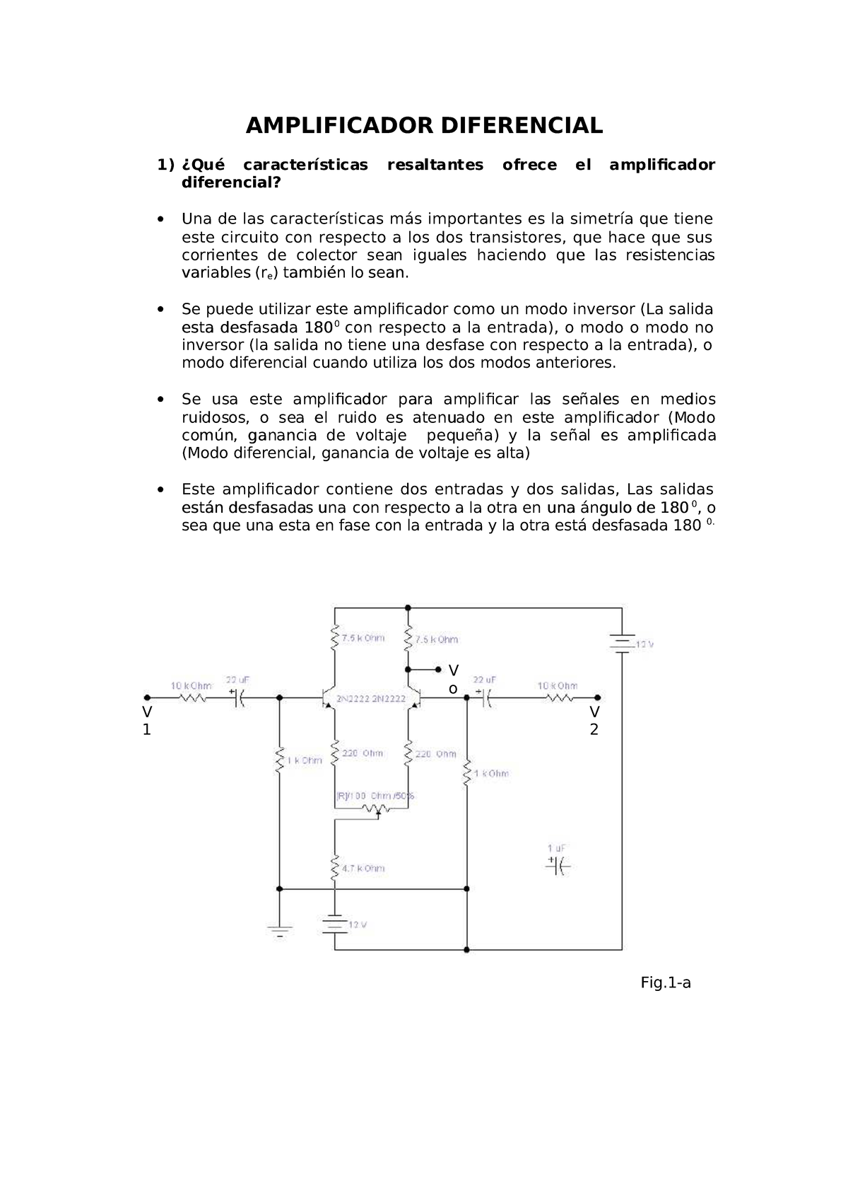 Dlscrib - hhfg - AMPLIFICADOR DIFERENCIALAMPLIFICADOR DIFERENCIAL 1)1 ...