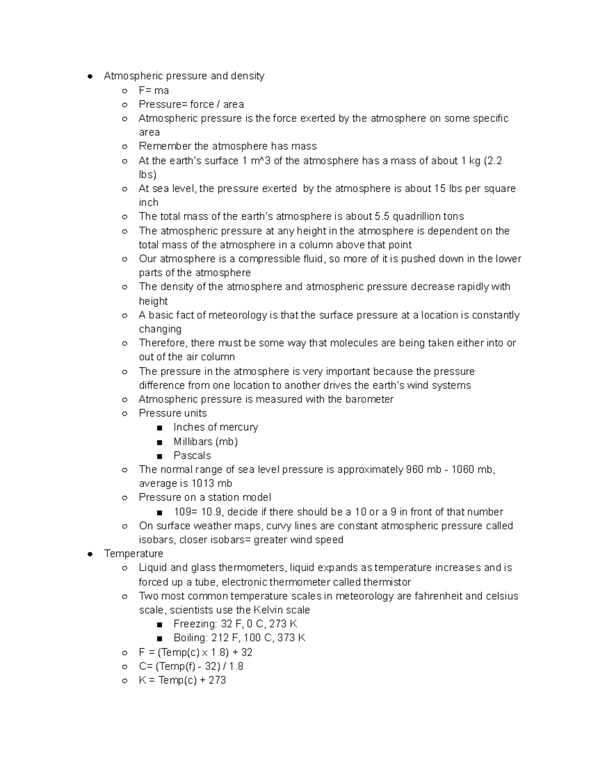 Meteorology study notes (44) - Atmospheric pressure and density F= ma ...