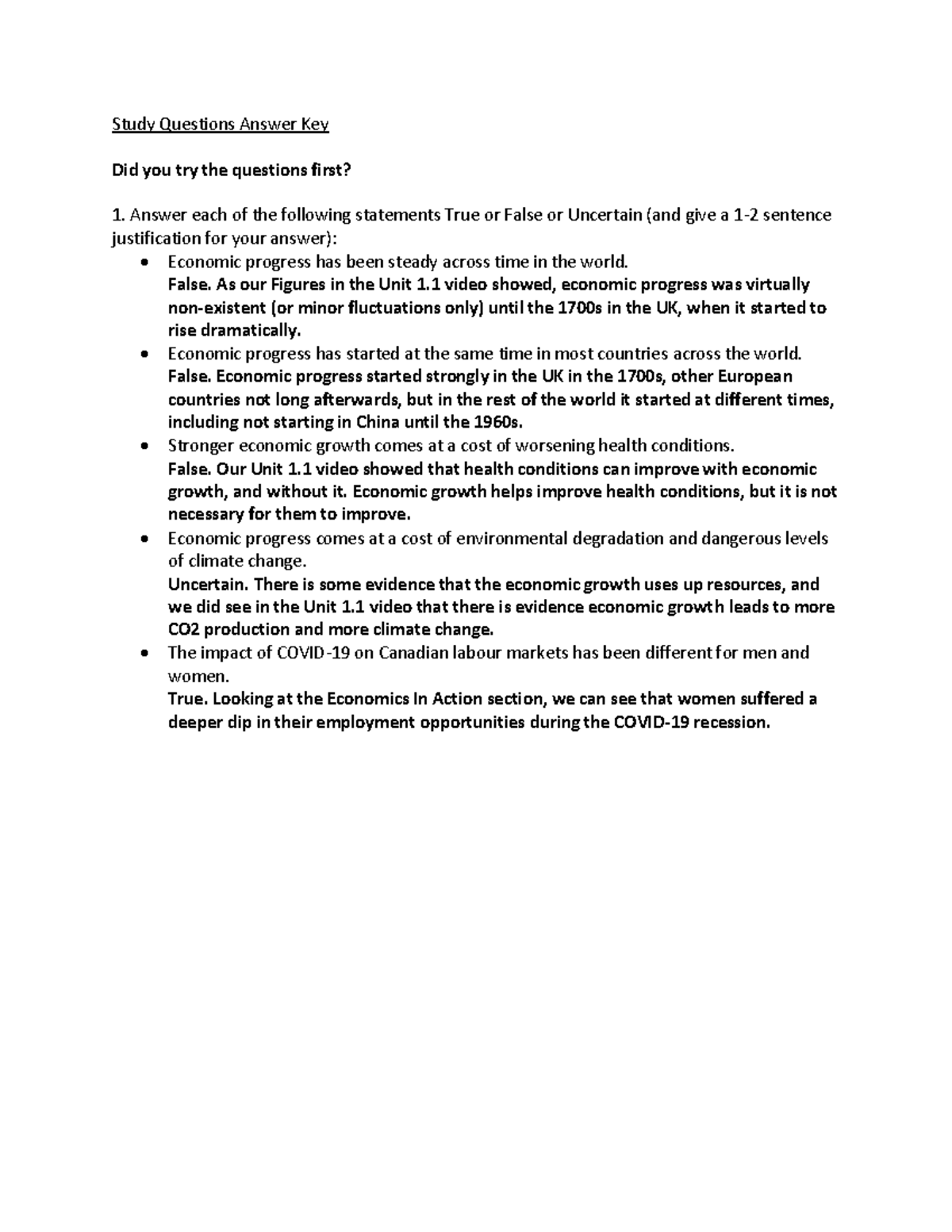 Unit 1 Answer Key Study - This helps student to practice in Assignments ...