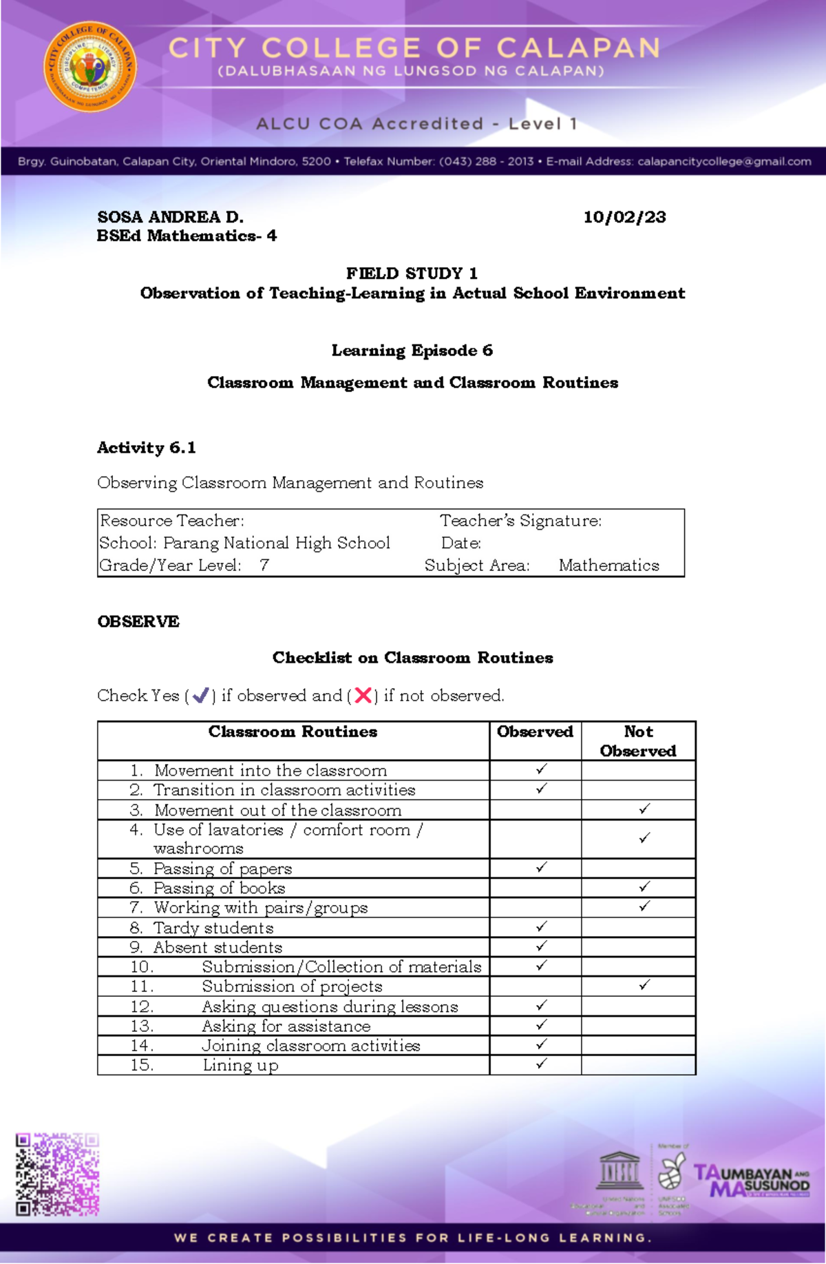 FS1-ep6 SOSA - Indicate references - SOSA ANDREA D. 10 / 02 / BSEd ...