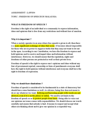 LAW 034 - LECTURE - FOUNDATION IN LAW LAW 034 INTRODUCTION TO LEGAL ...