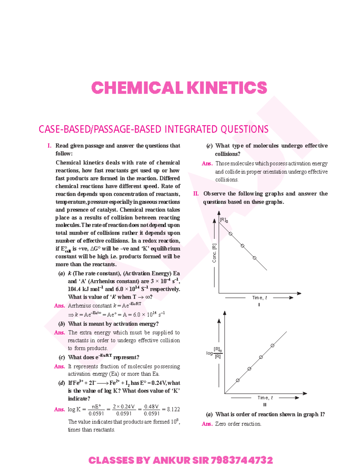 CASE Based Question Chemical Kinetics - BALAJI CASE-BASED/PASSAGE-BASED ...