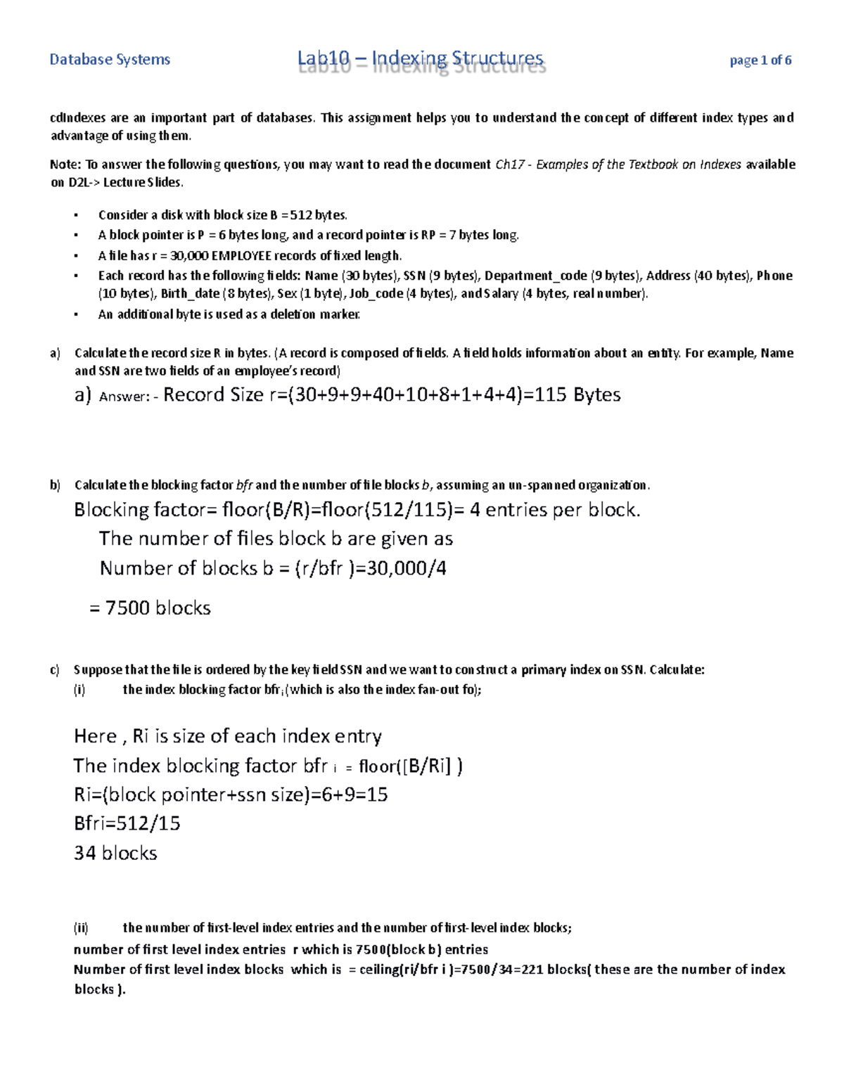 Japneet lab10 dbs - lab - cdIndexes are an important part of databases. This assignment helps ...