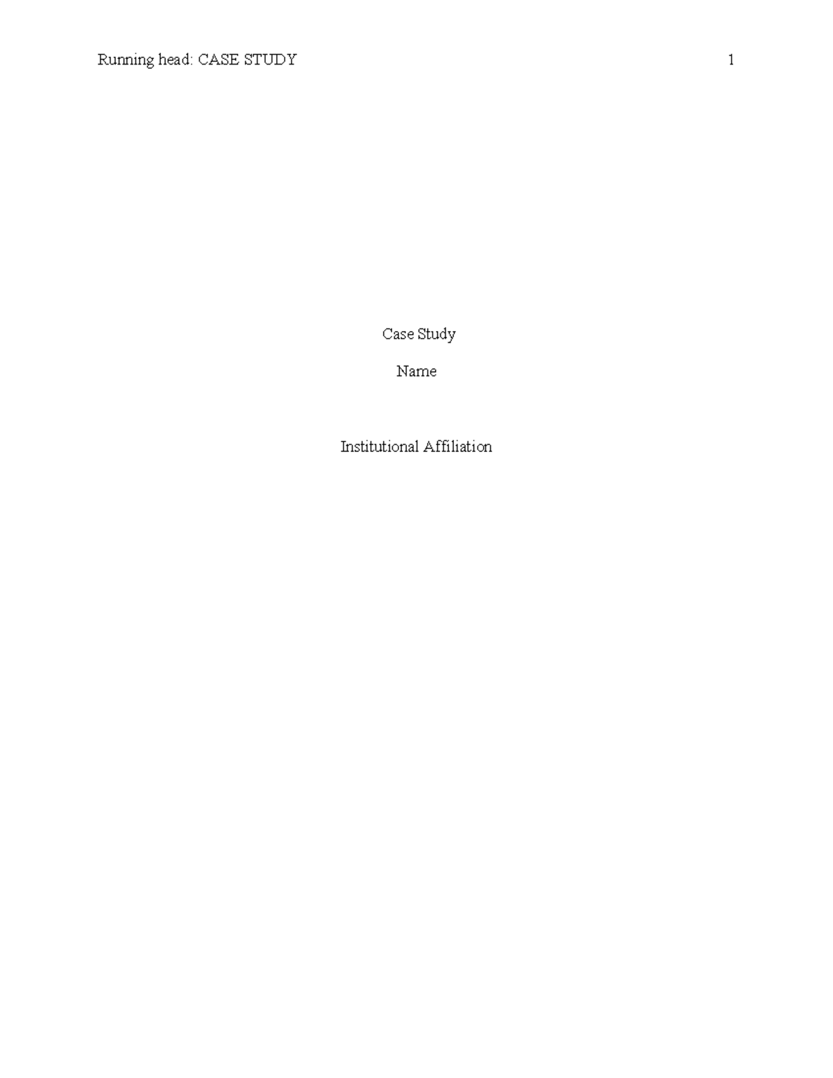 2301 - Graduate in need of learning materials - Running head: CASE STUDY 1 Case Study Name - Studocu