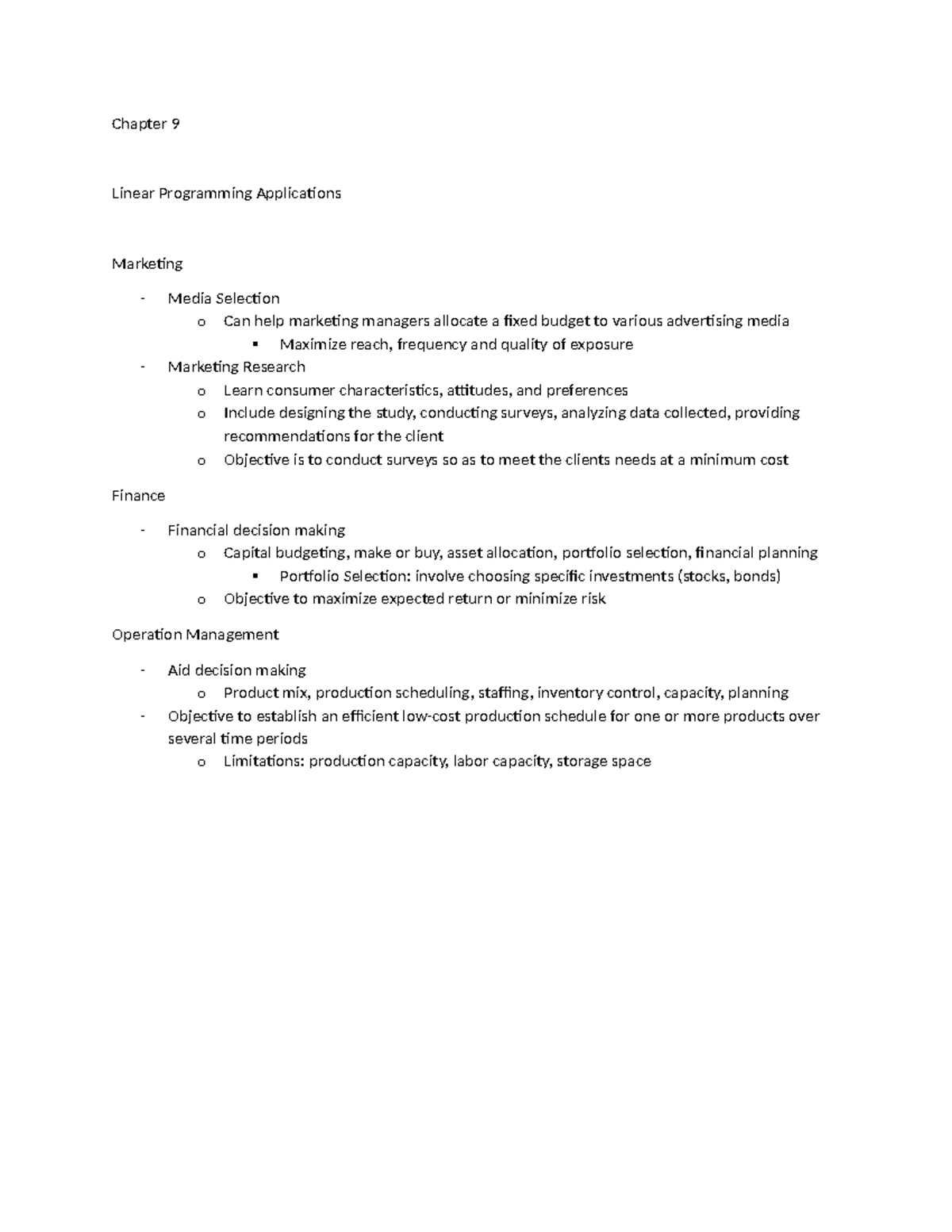 Chapter 9 - UBC lecture notes - Chapter 9 Linear Programming ...