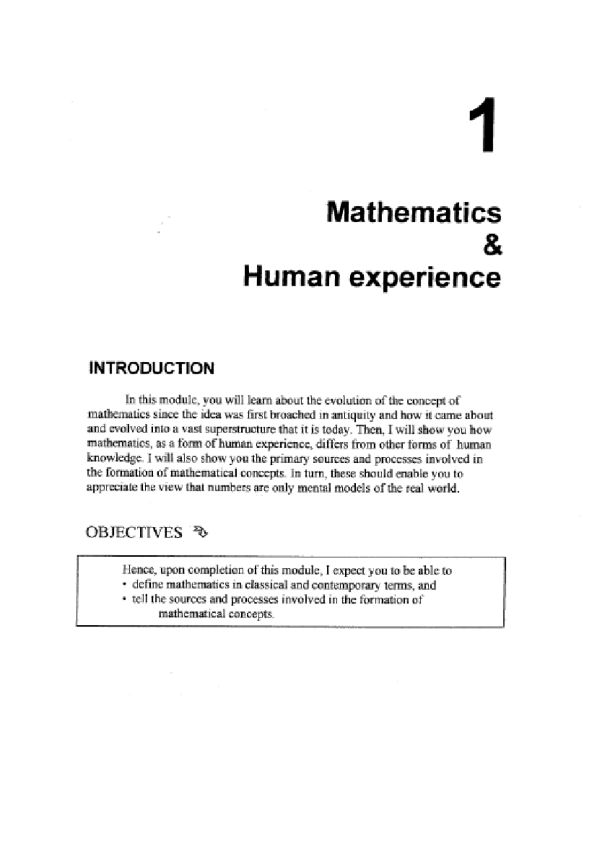 Other-References - 1 Mathematics Human experience INTRODUCTION In this ...
