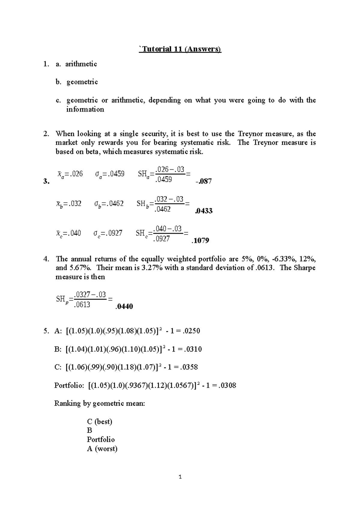 Tutorial 11 (Answers) - `Tutorial 11 (Answers) a. arithmetic b ...