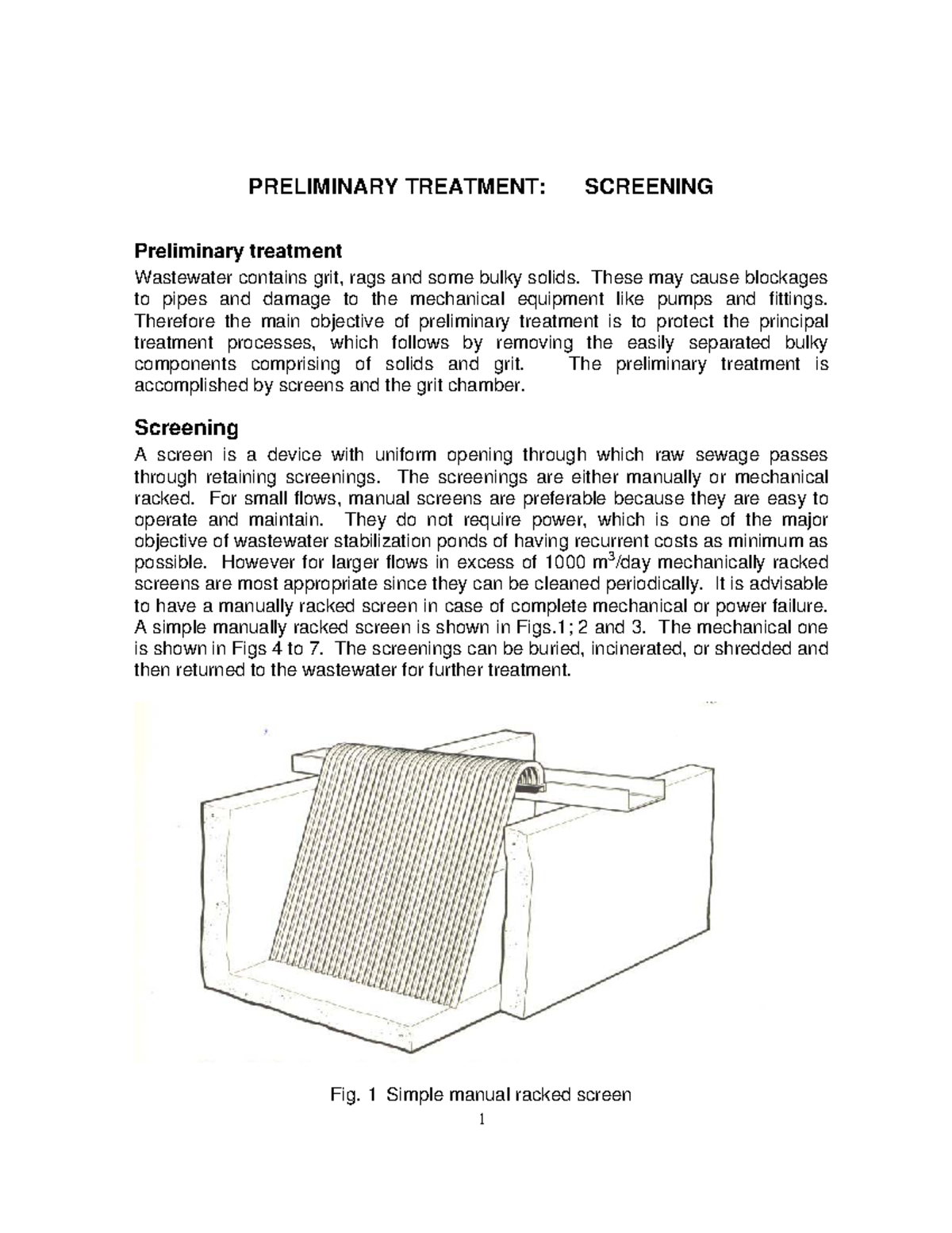 Preliminary treatment Screening - Chapter 5 PRELIMINARY TREATMENT ...