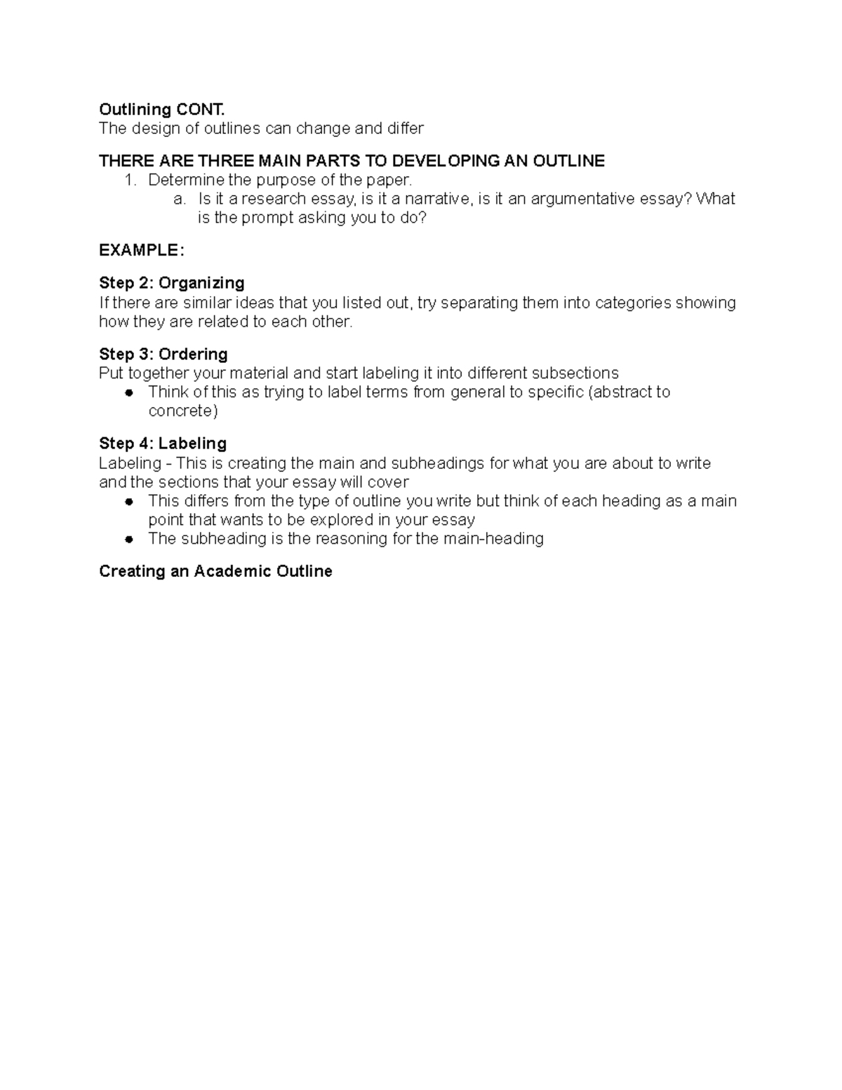 Class Notes #8 11 3 20 - Outlining CONT. The design of outlines can ...