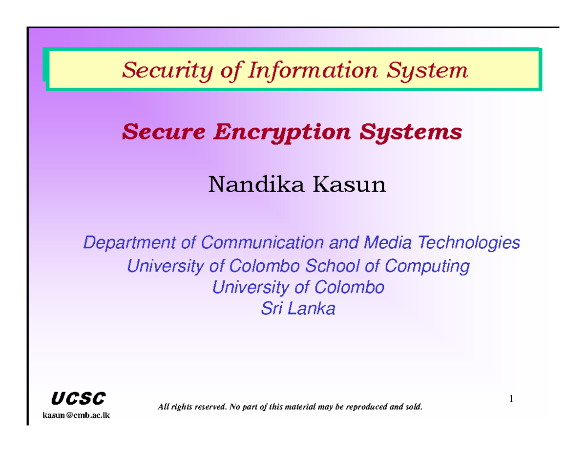 2 Secure Encryption Systems-1 2013 - - Studocu