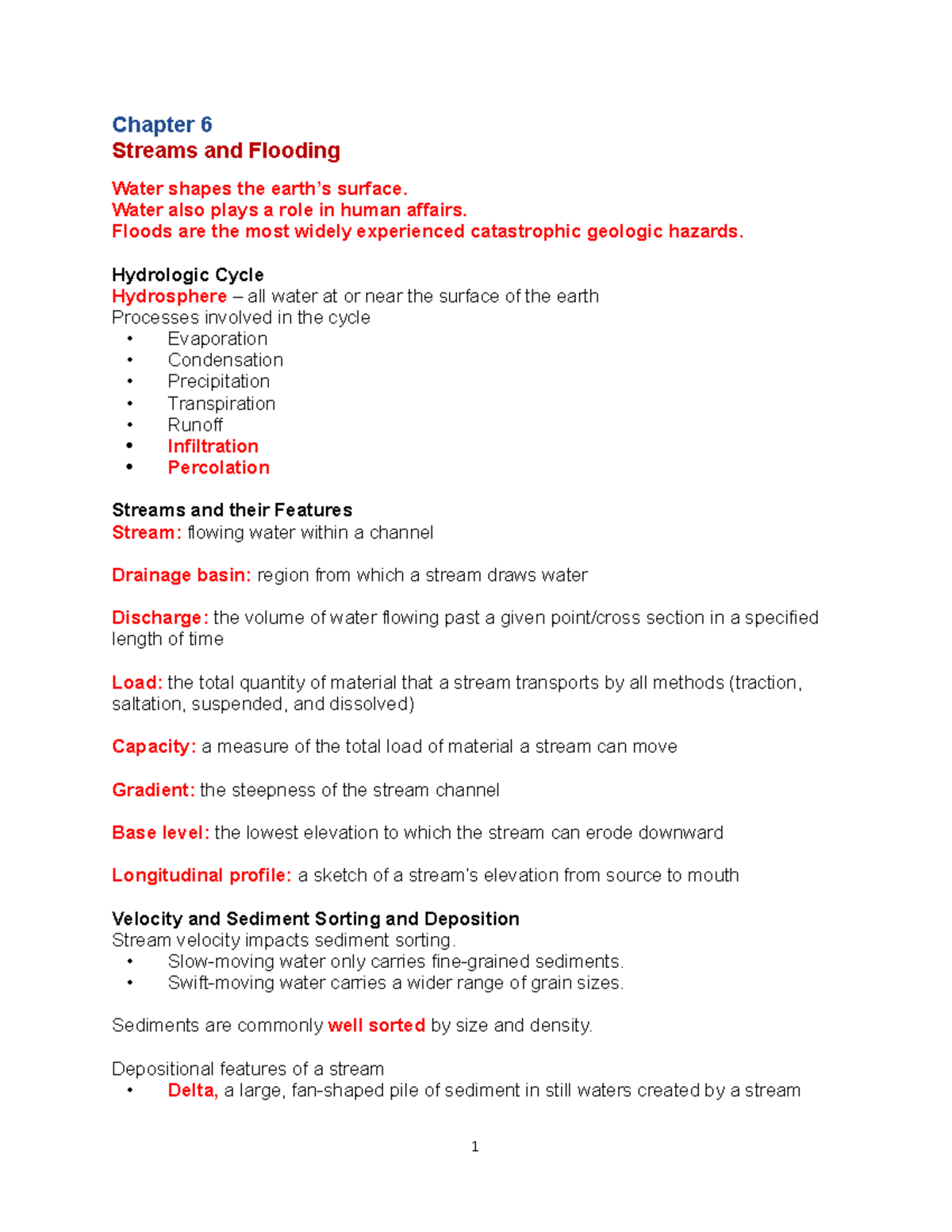 Lecture Six Water - Chapter 6 Streams and Flooding Water shapes the ...