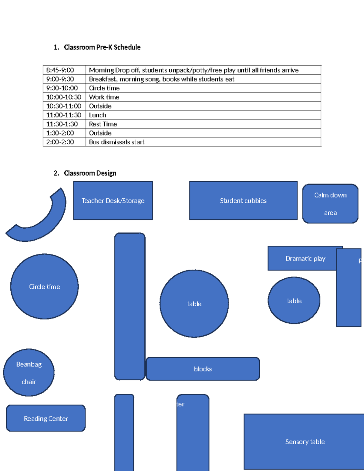 Classroom Management Rough Draft - Classroom Pre-K Schedule 8:45-9:00 ...