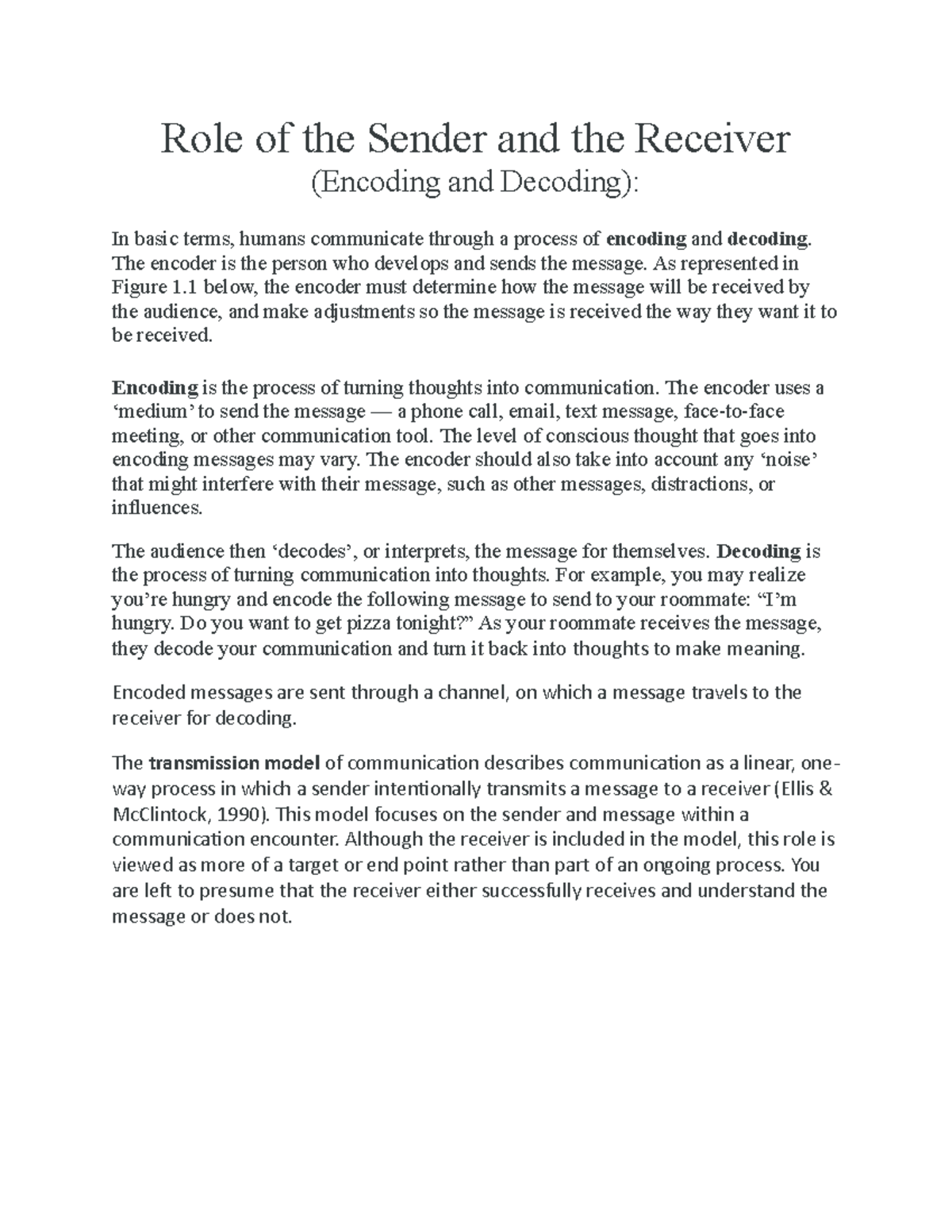 Role of sender and reciever - Role of the Sender and the Receiver ...