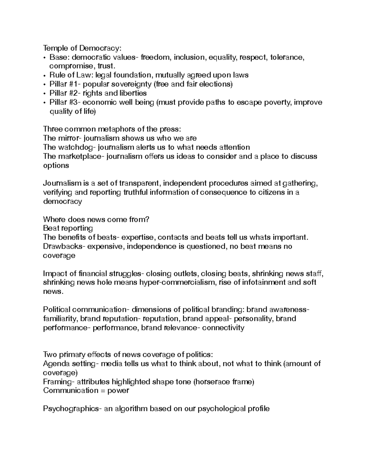 Comm final study - Temple of Democracy: Base: democratic values ...