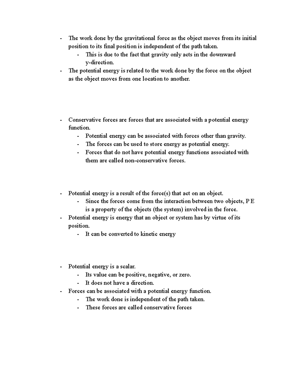 Chapter 6 - Physics - Google Docs5 - The work done by the gravitational ...