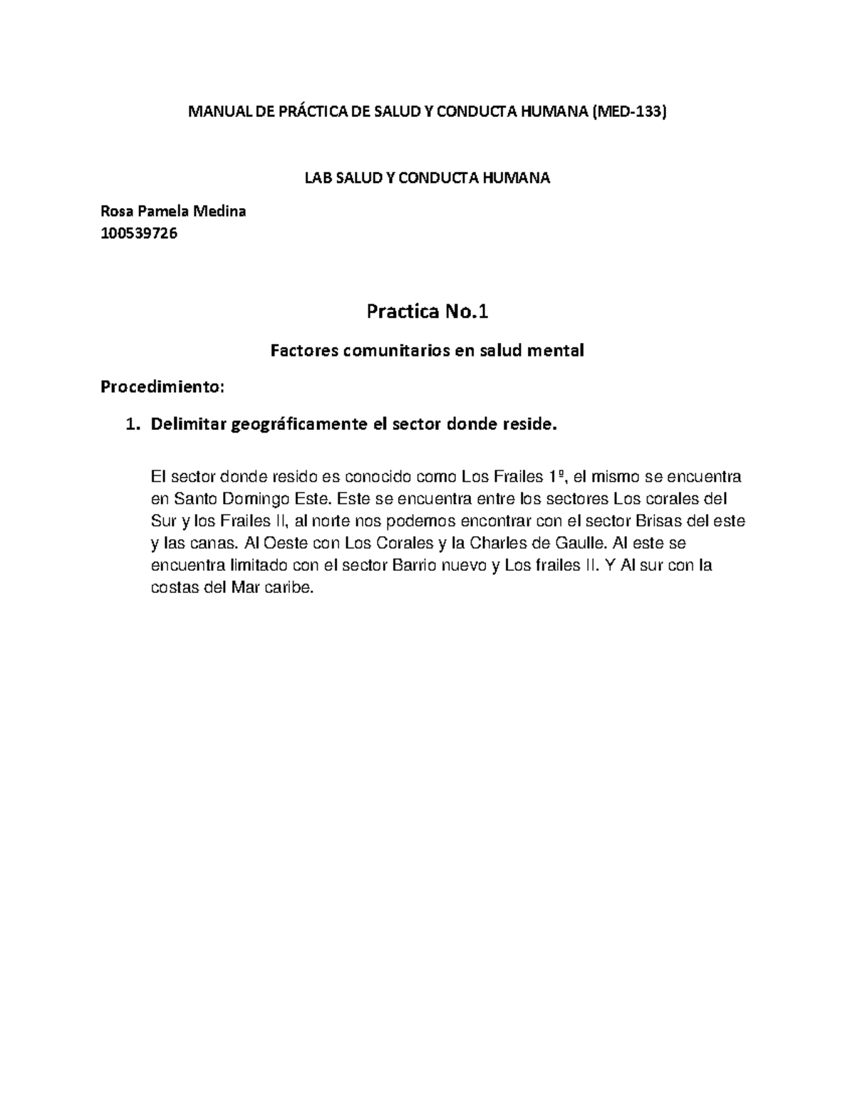 LAB Salud Y CONDUCTA - MANUAL DE PRÁCTICA DE SALUD Y CONDUCTA HUMANA (MED-133) LAB SALUD Y ...