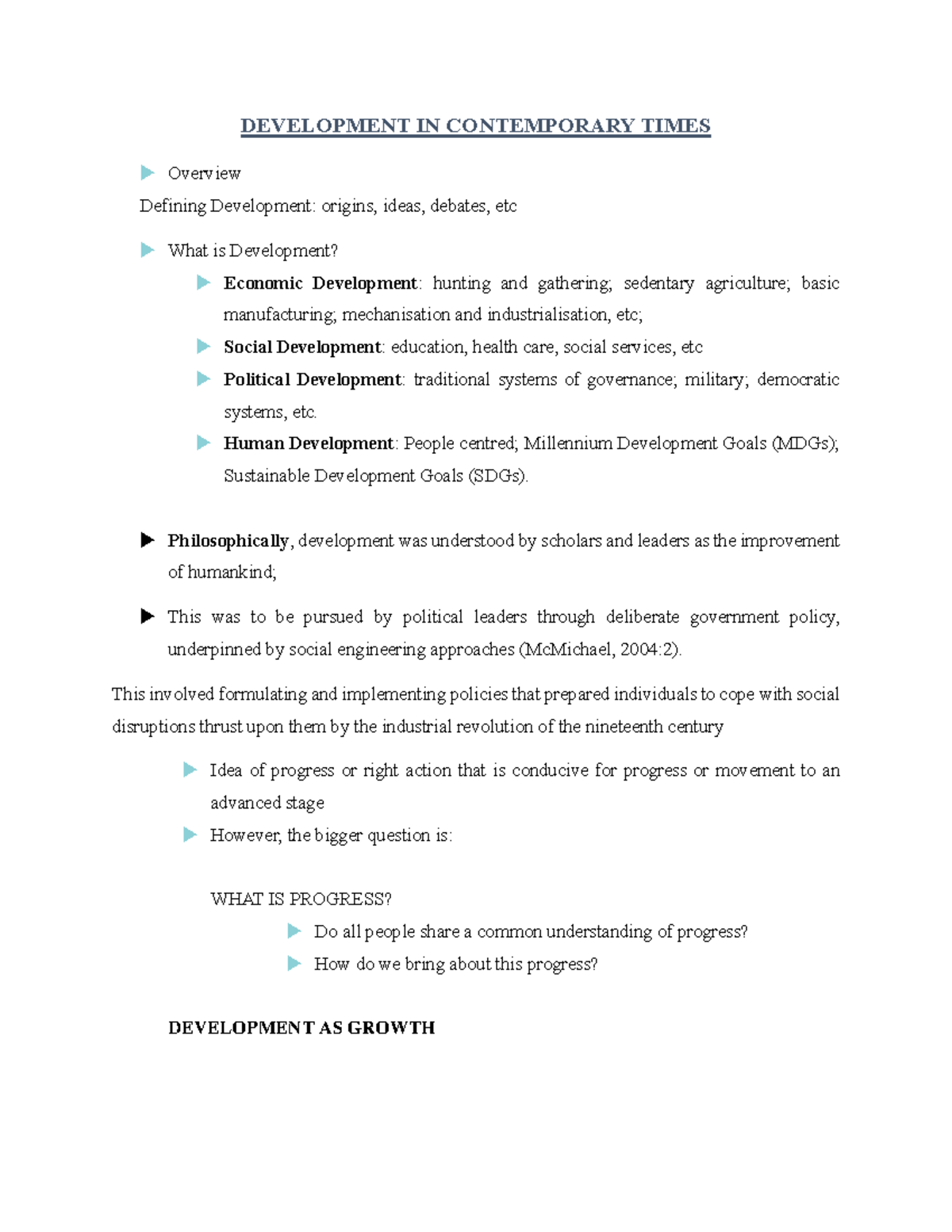 Contemporary Development studies, slides - DEVELOPMENT IN CONTEMPORARY ...