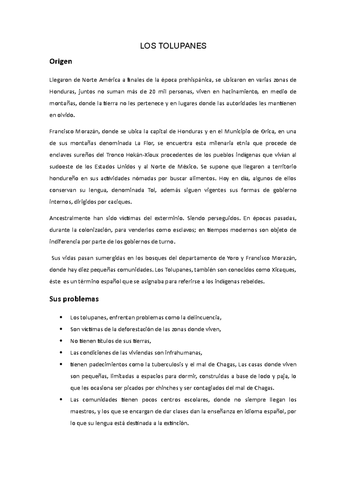 LOS Tolupanes - LOS TOLUPANES Origen Llegaron de Norte América a ...