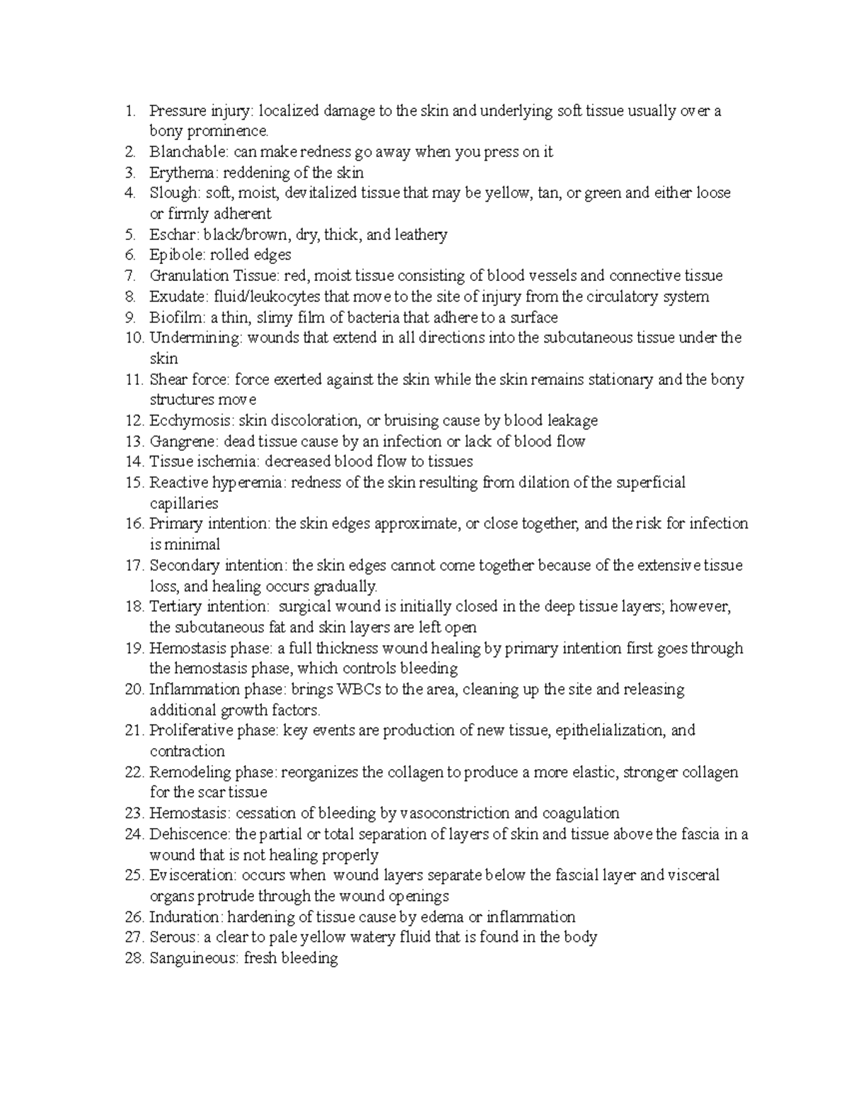 Focus words-skin - definitioins - Pressure injury: localized damage to ...