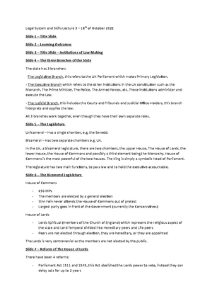 Legal System and Skills Lecture 6 notes - 3 levels of Court, Inferior ...