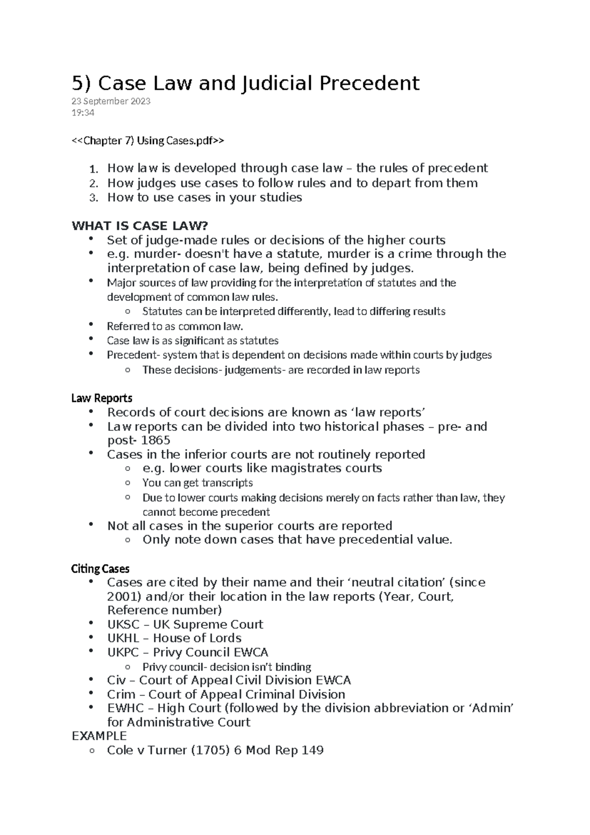 5) Case Law and Judicial Precedent - How law is developed through case ...