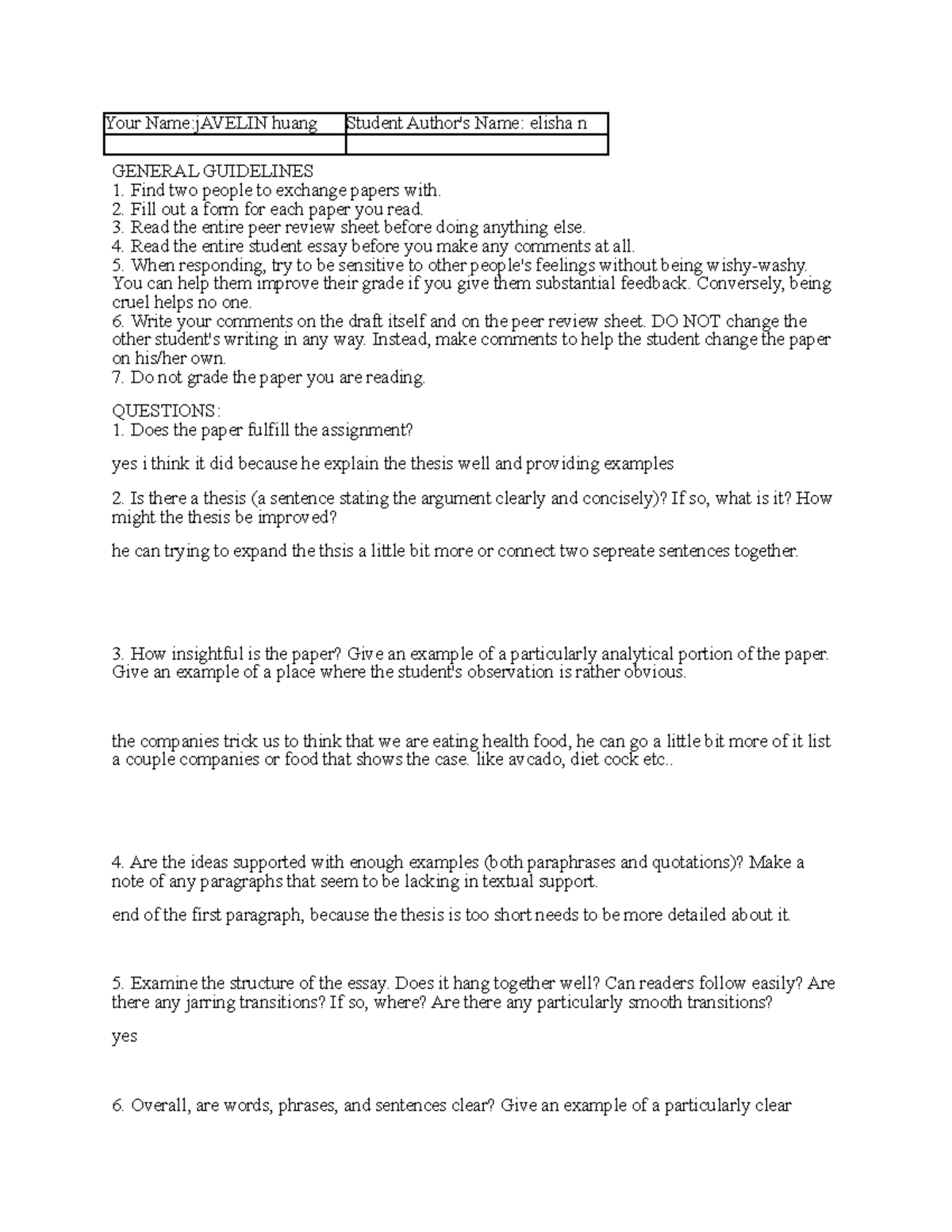 Peer Review Worksheet - this is the peer view - Your Name:jAVELIN huang ...