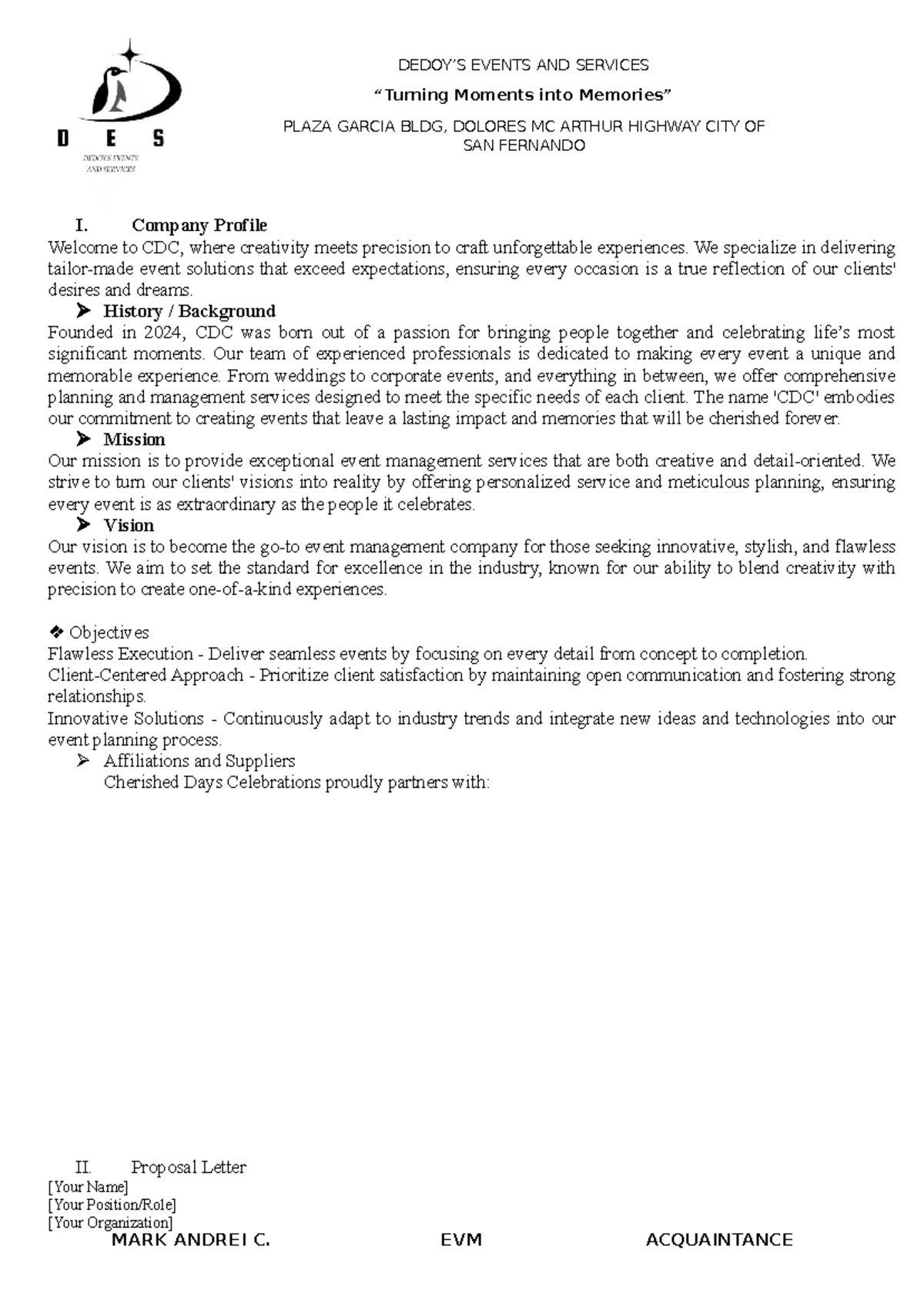 Acquitance party - “Turning Moments into Memories” PLAZA GARCIA BLDG ...