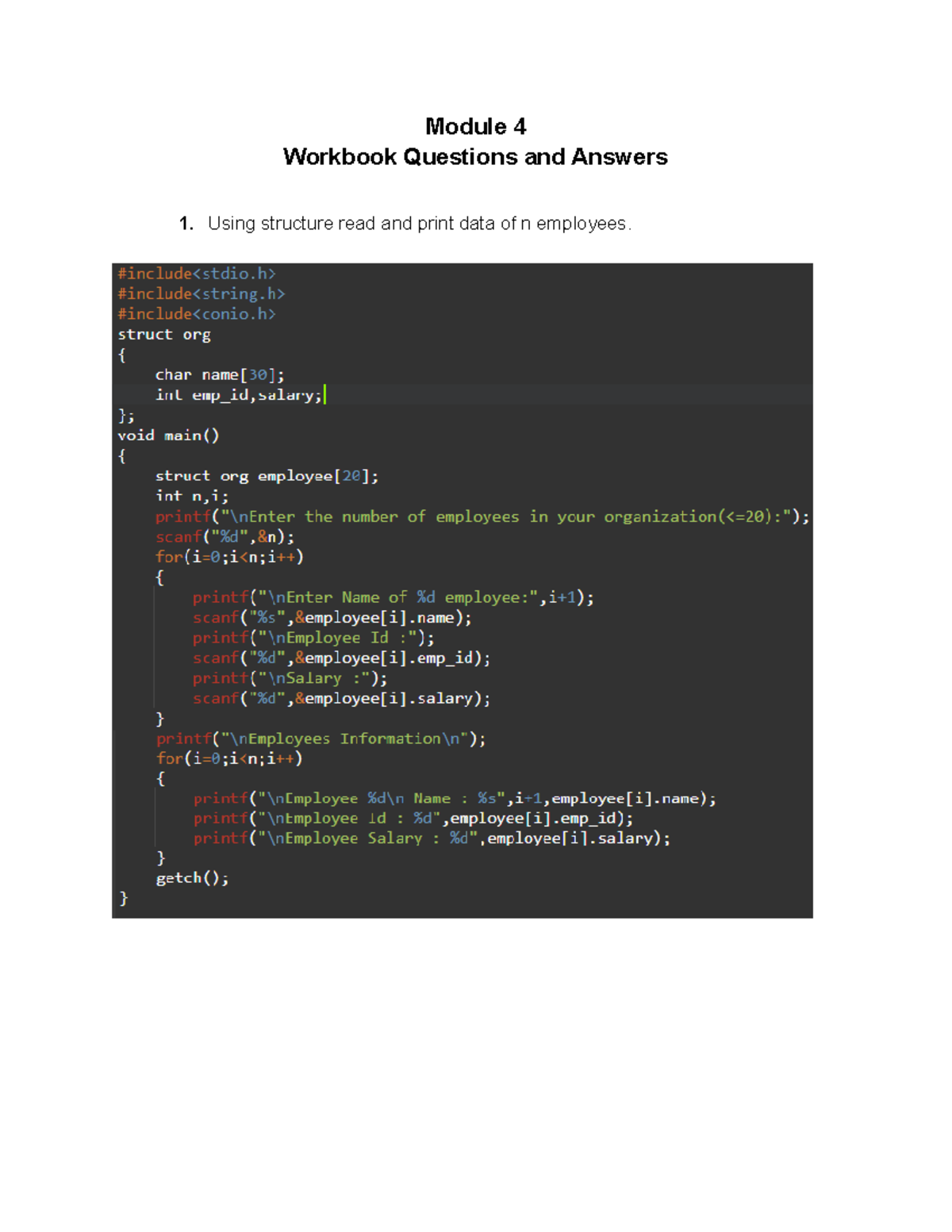 Module 4 workbook Solutions - Module 4 Workbook Questions and Answers 1 ...