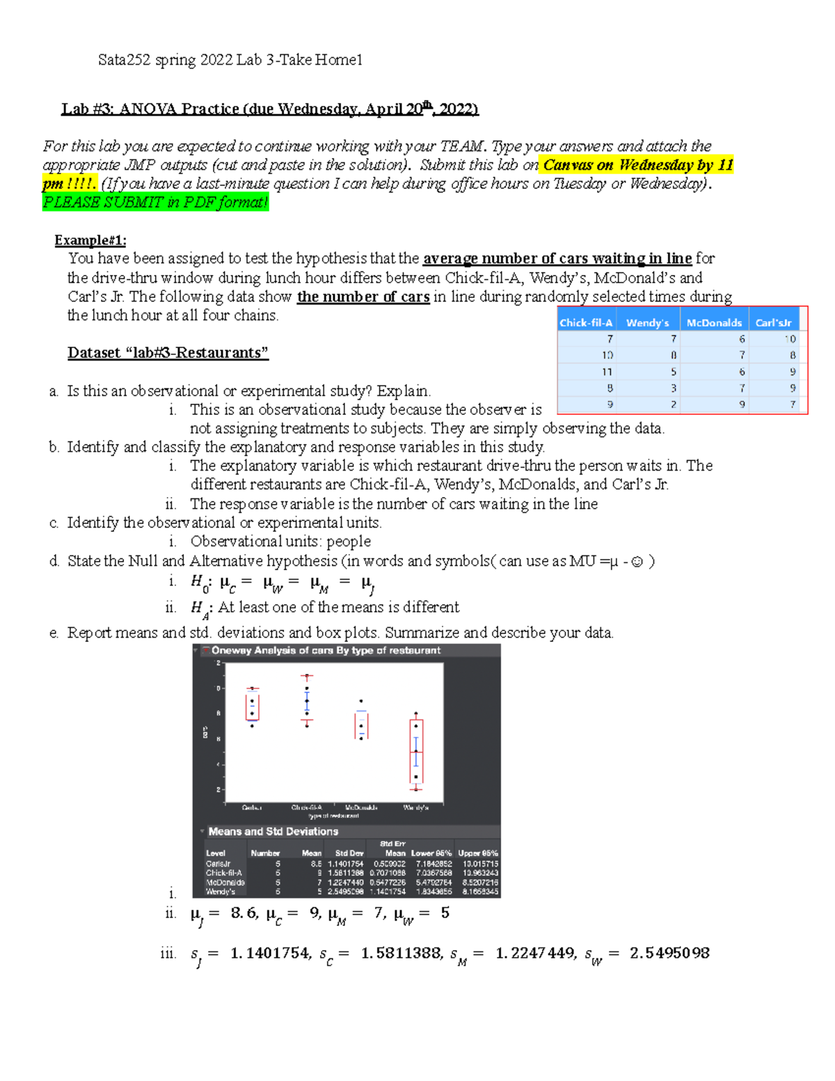 Example Lab#3-completed - Lab #3: ANOVA Practice (due Wednesday, April ...