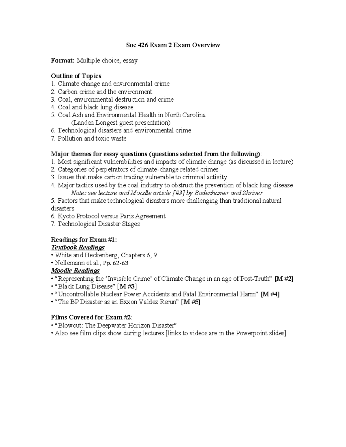 Soc 426 Exam 2 Overview.Spring 2024 - Soc 426 Exam 2 Exam Overview ...