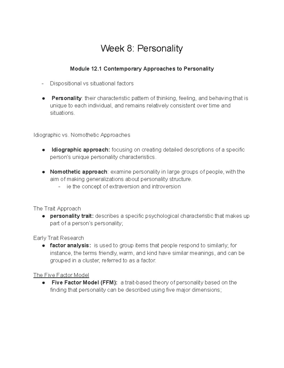 12.1 - Week 8 Personality - Week 8: Personality Module 12 Contemporary ...