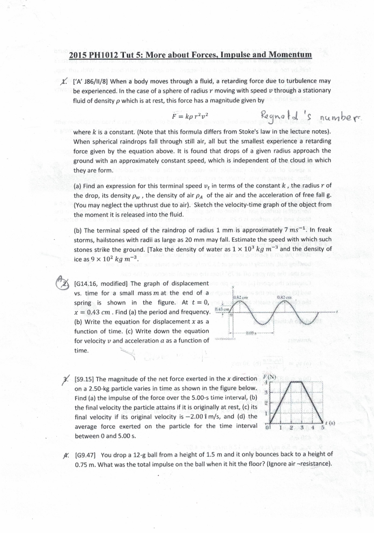 2015 ph1012 tutorial 5 solution - PH1012 - Studocu