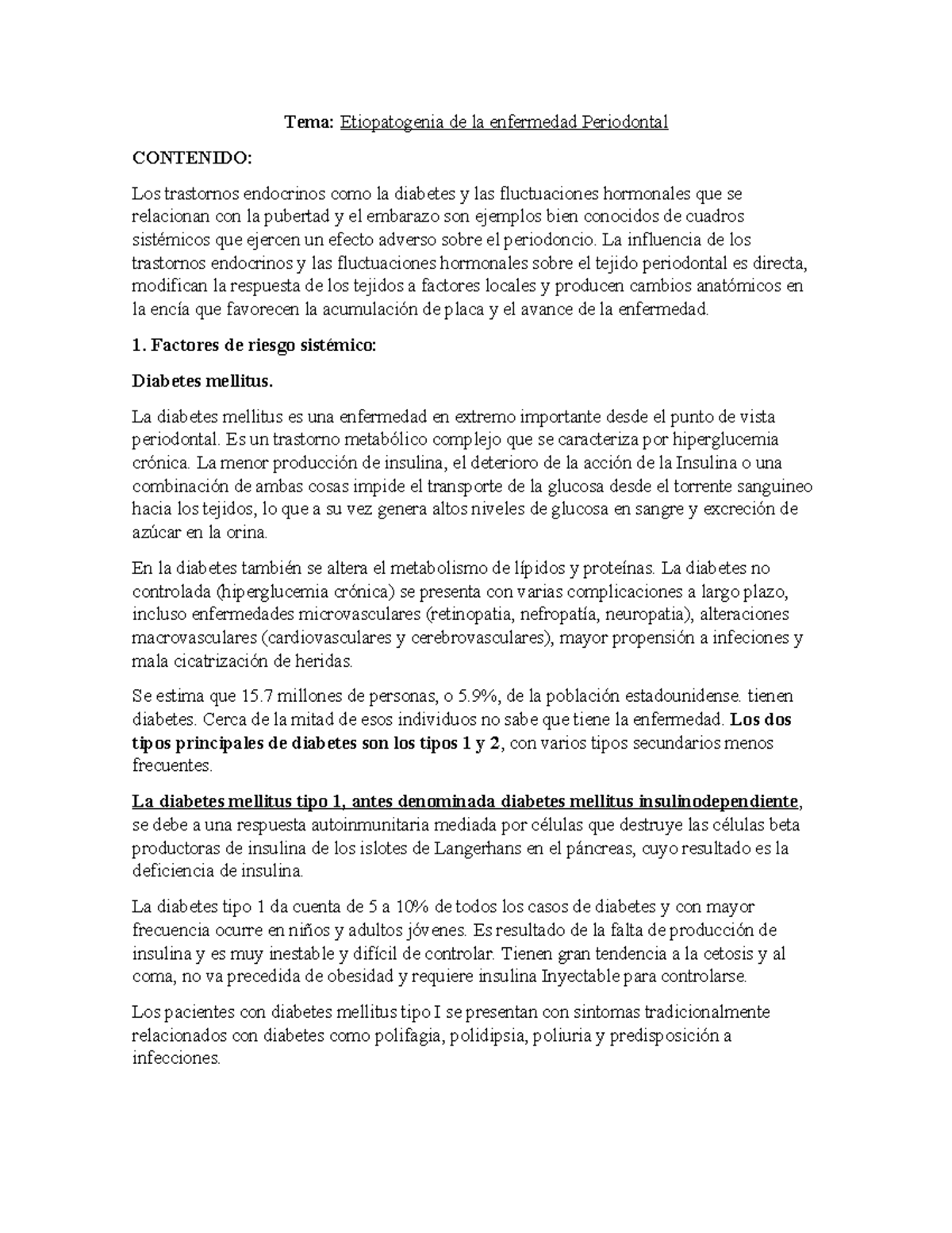 Factores etiologicos - es un buen documento - Tema: Etiopatogenia de la ...