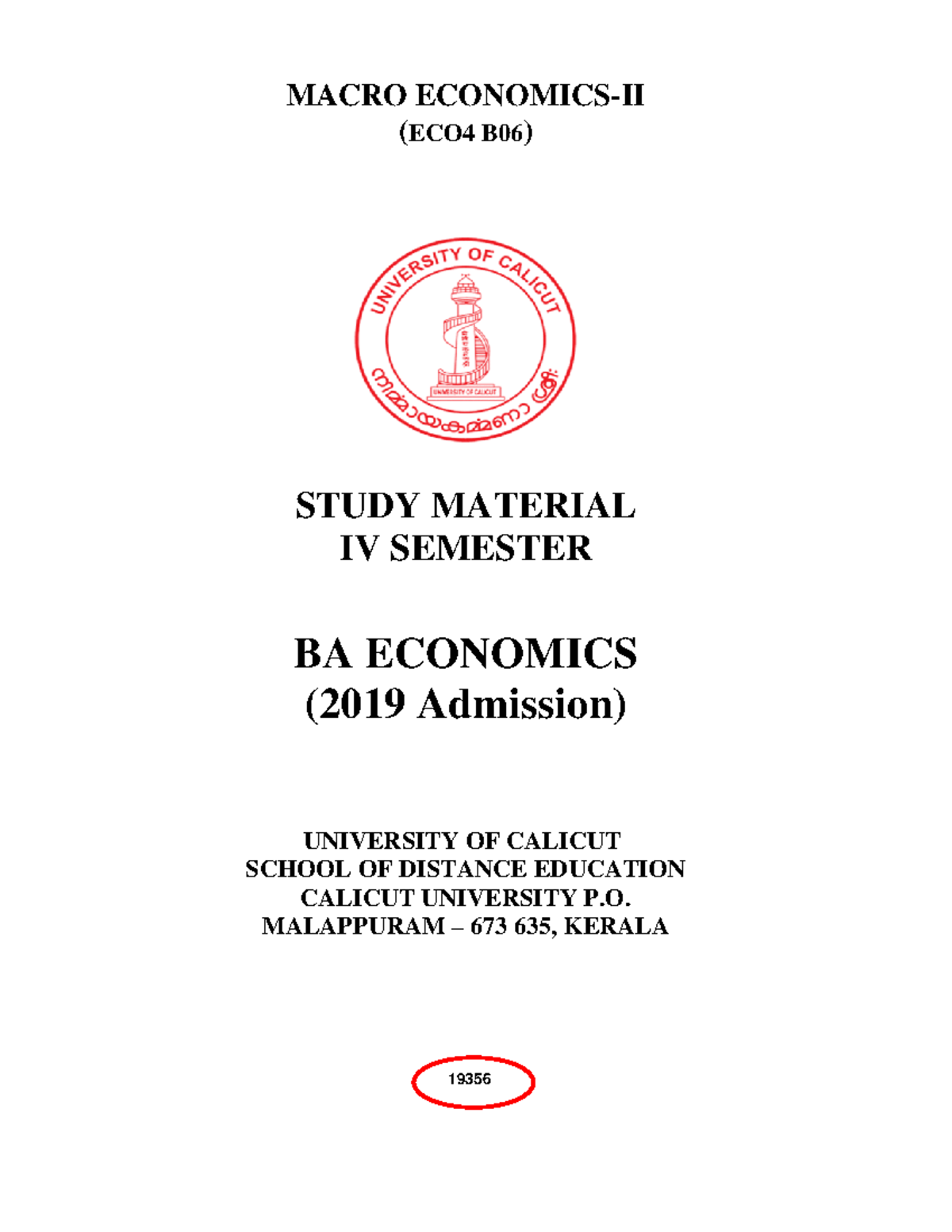 Economics - A simple study materials - MACRO ECONOMICS-II (ECO4 B06 ...