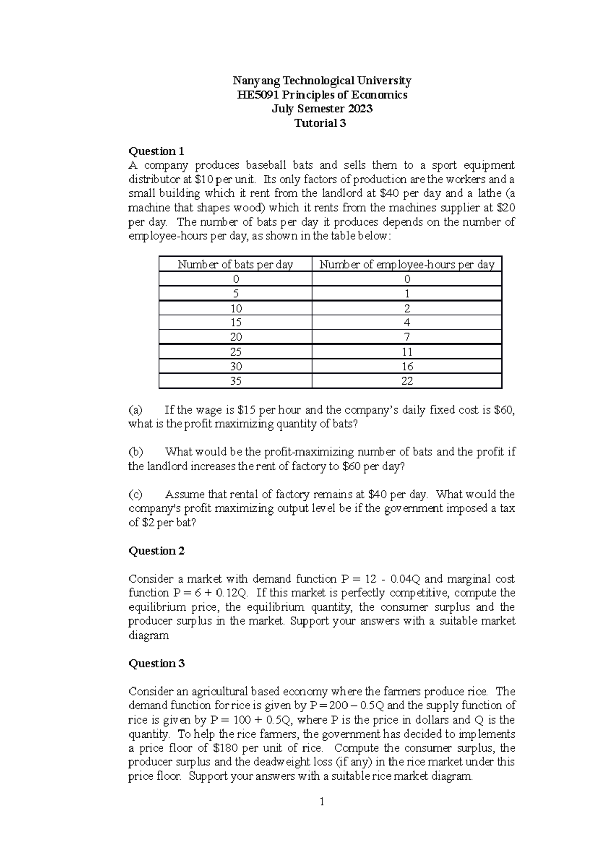 HE5091 Jul 2023 Tutorial 3.Student Version - Nanyang Technological ...