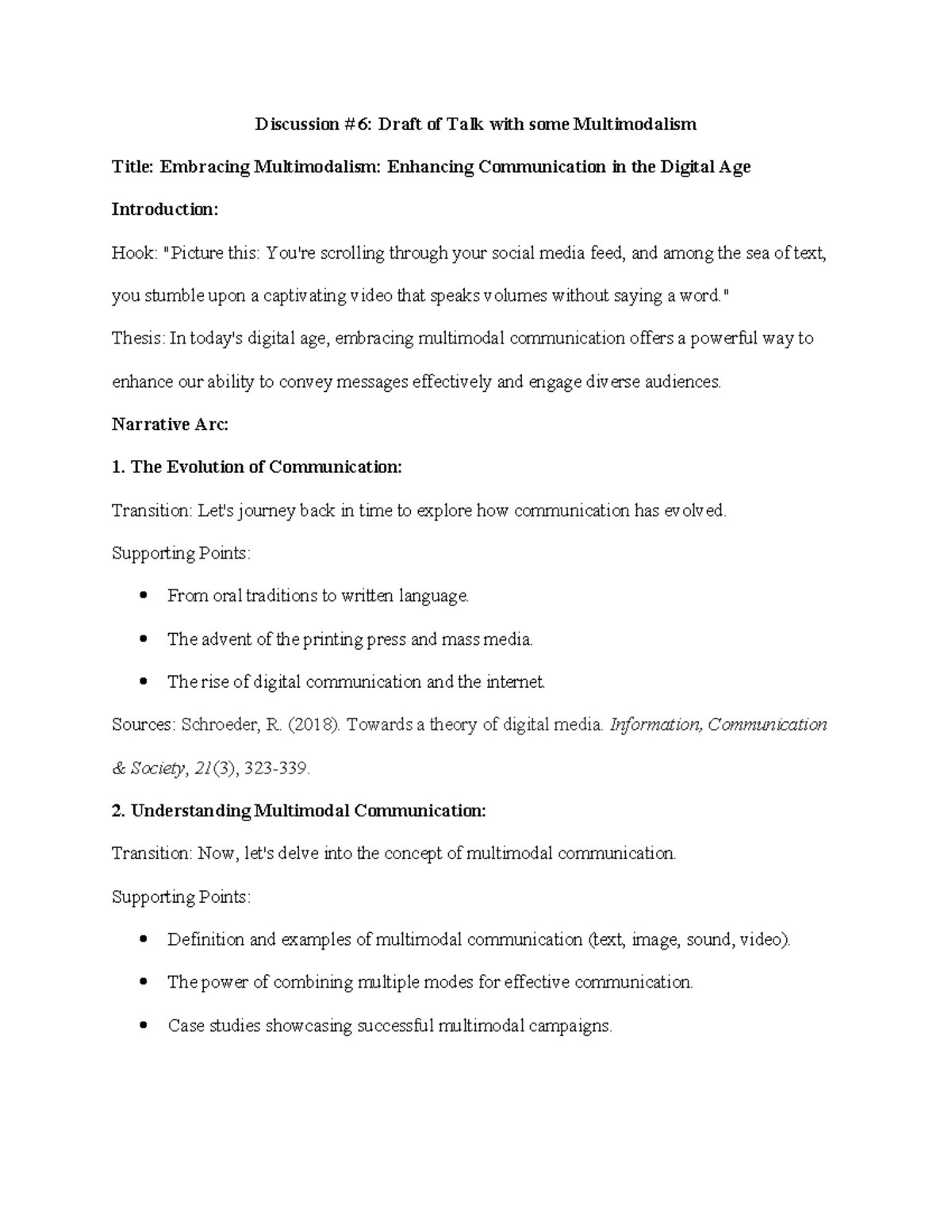 Discussion # 6 Draft of Talk with some Multimodalism - Discussion # 6 ...