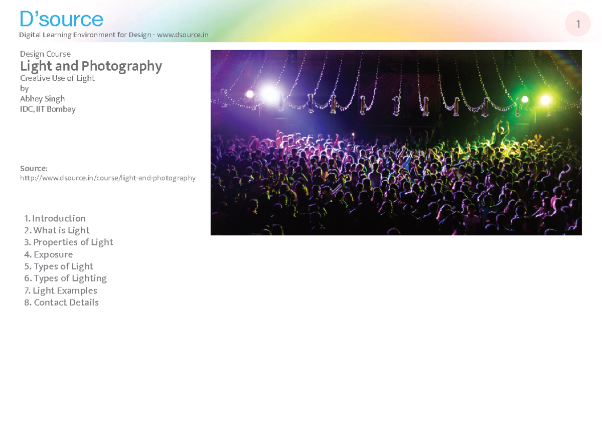Light-and-photography - ####### Digital Learning Environment for Design ...