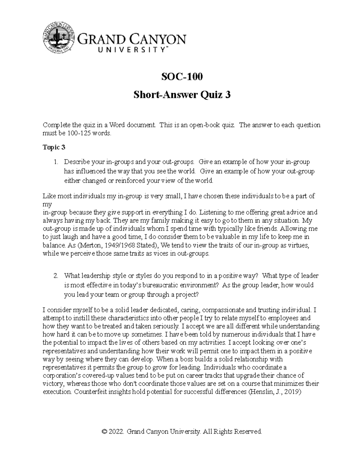 Short-Answer Quiz 3 final - SOC- Short-Answer Quiz 3 Complete the quiz ...