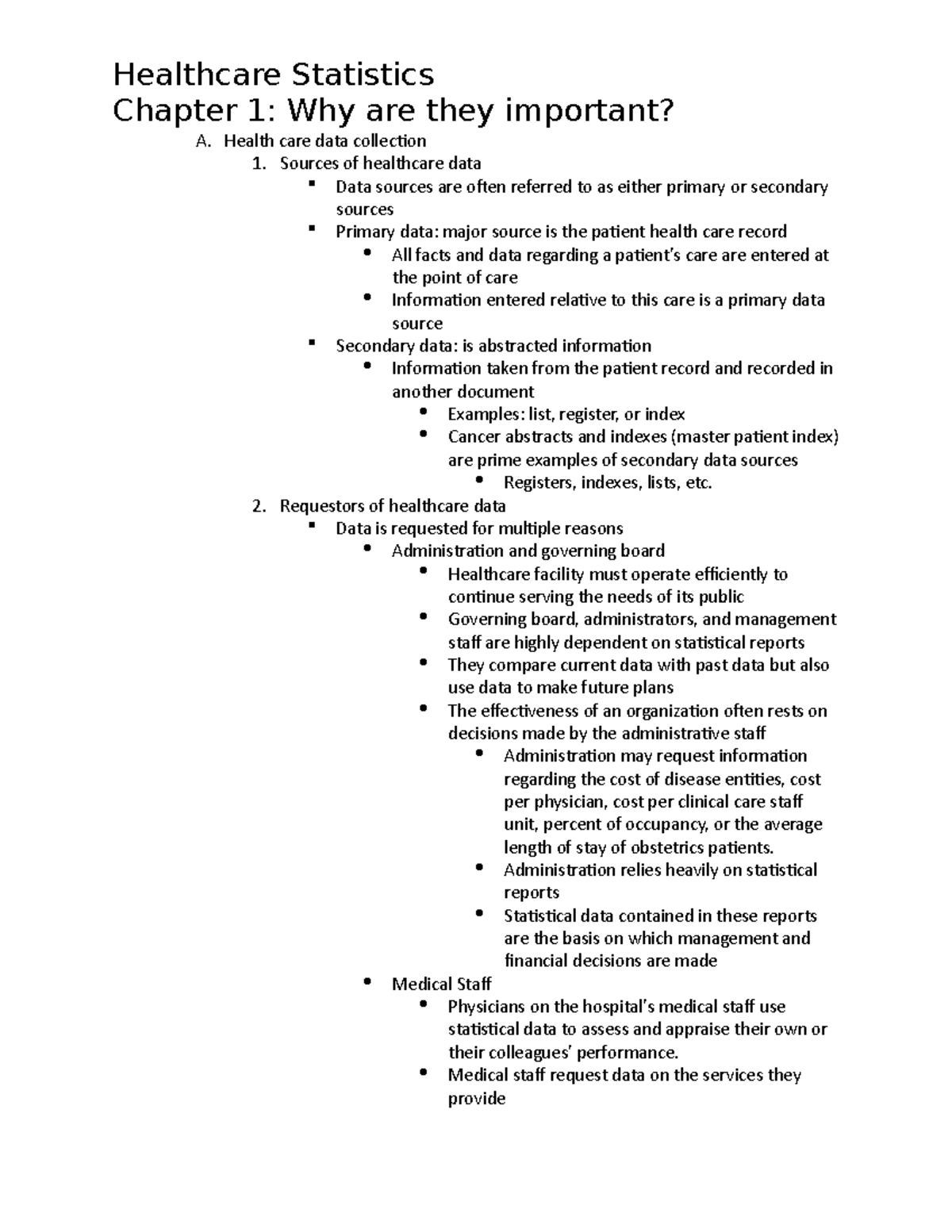 Healthcare Statistics Chapter 1 - Health care data collection 1 ...