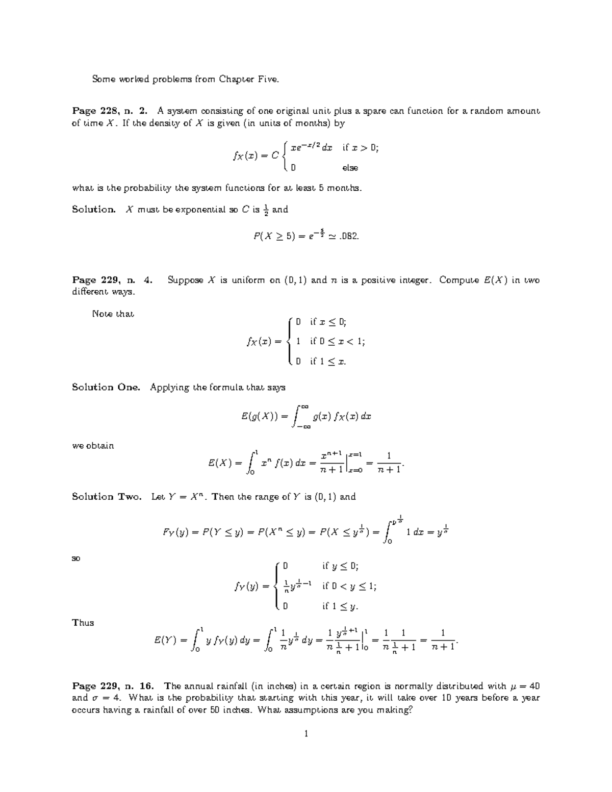 integration - Chapter 5 - Some worked problems from Chapter Five. Page ...