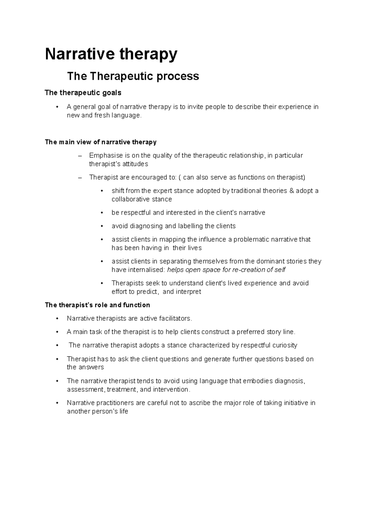Narrative therapy - supplement with other reading materials - Narrative ...