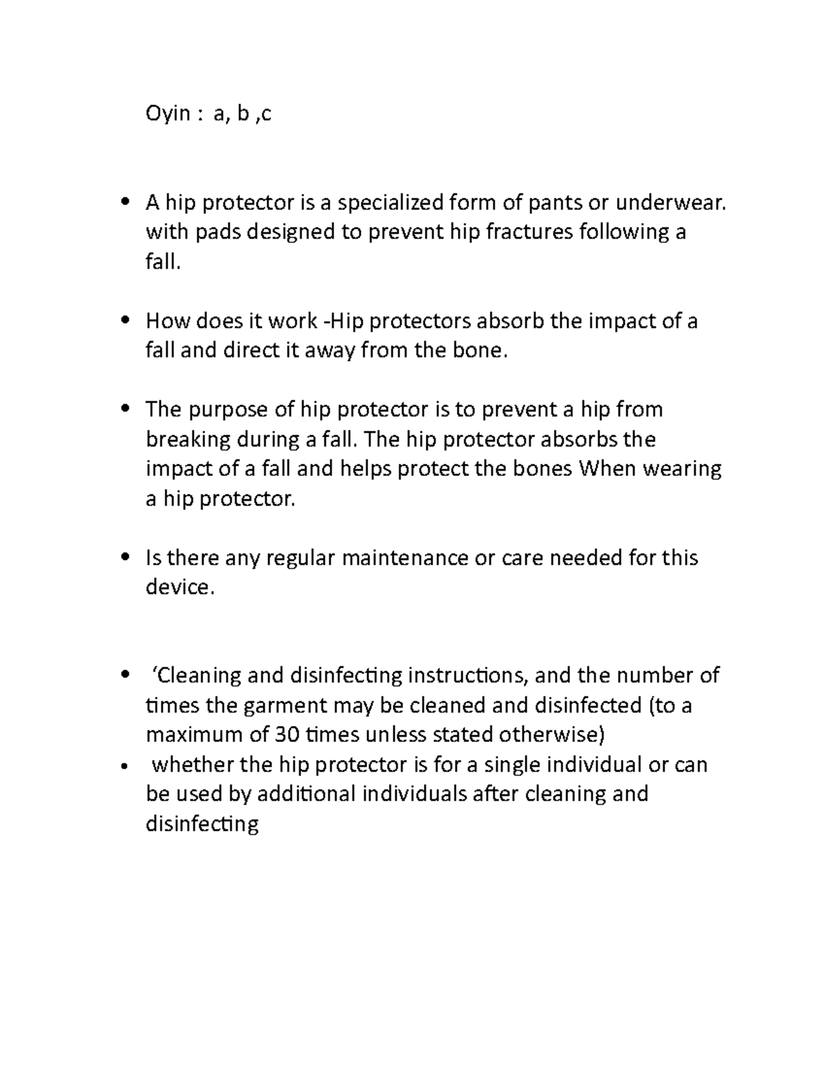 Hip protector - with pads designed to prevent hip fractures following a ...