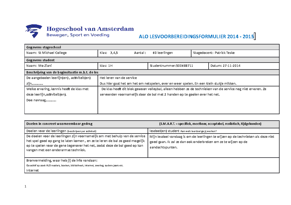 ALO Lesvoorbereidingsformulier DLWO 2014-2015 (2) LES 3 - ALO ...