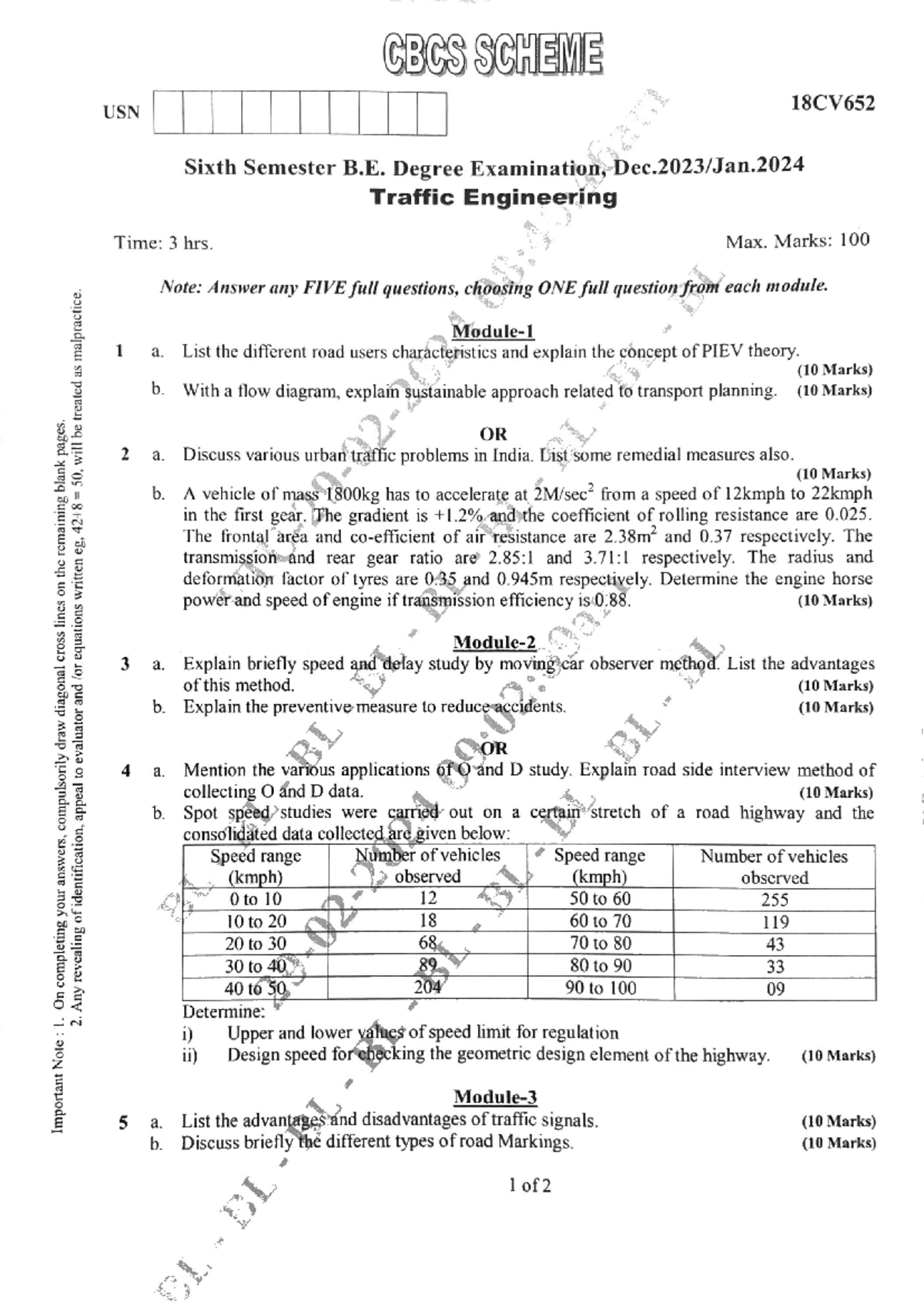 Traffic Engg - Notes For CoM - CBCS SCHEME a 18CV652 USN Sixth Semester ...