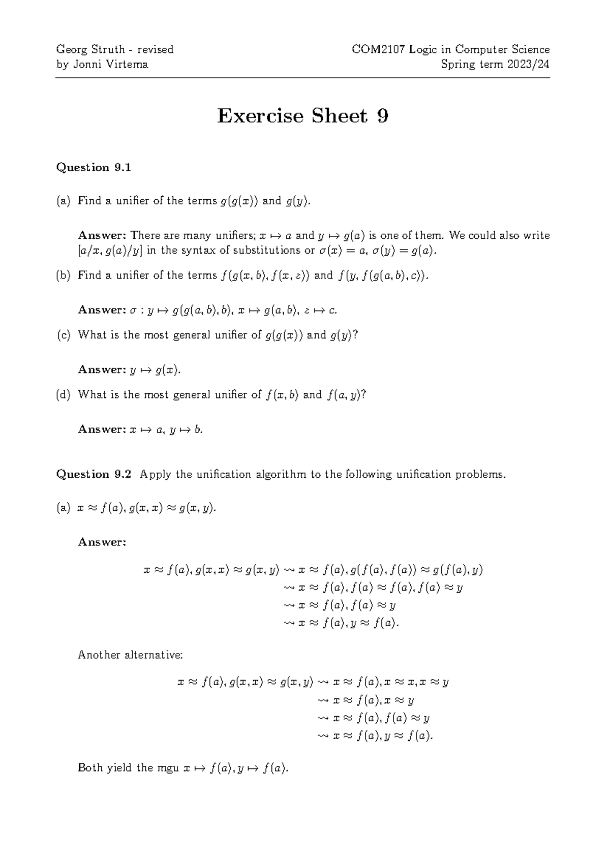 010 Exercise - Georg Struth - revised by Jonni Virtema COM2107 Logic in Computer Science Spring ...