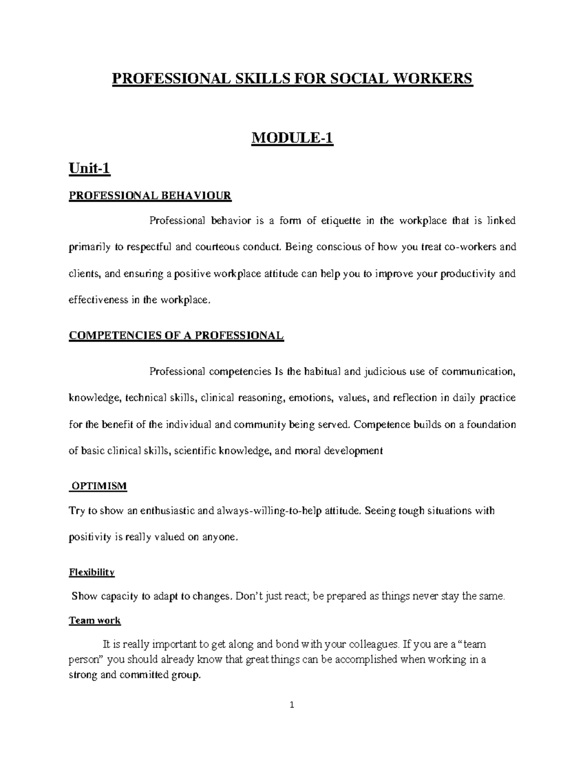 Professional Skills FOR Social Workers(FULL NOTE) - PROFESSIONAL SKILLS ...