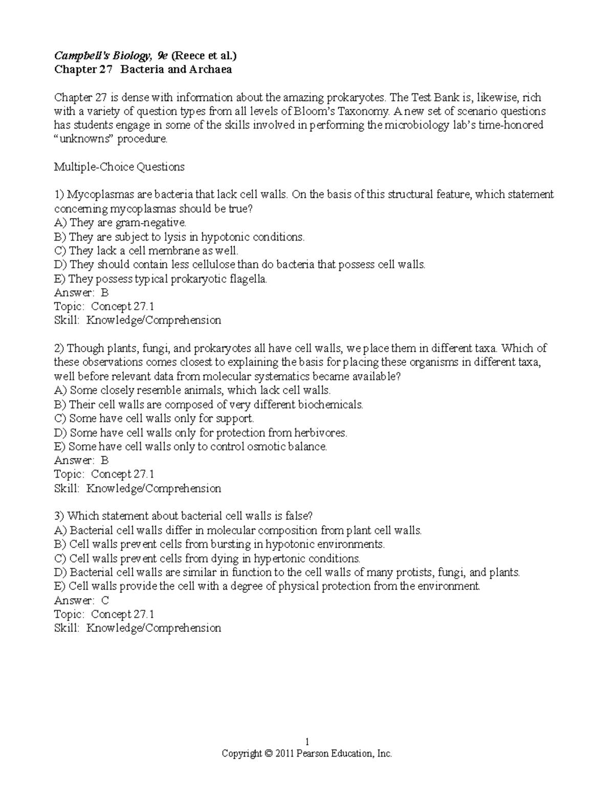 Chapter 27 Bacteria and Archaea - Campbell's Biology, 9e (Reece et al ...