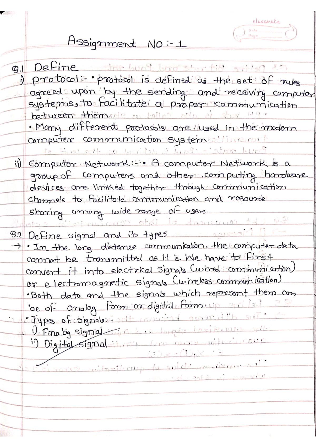 Dcc Assignment No 01 Computer Engineering Studocu