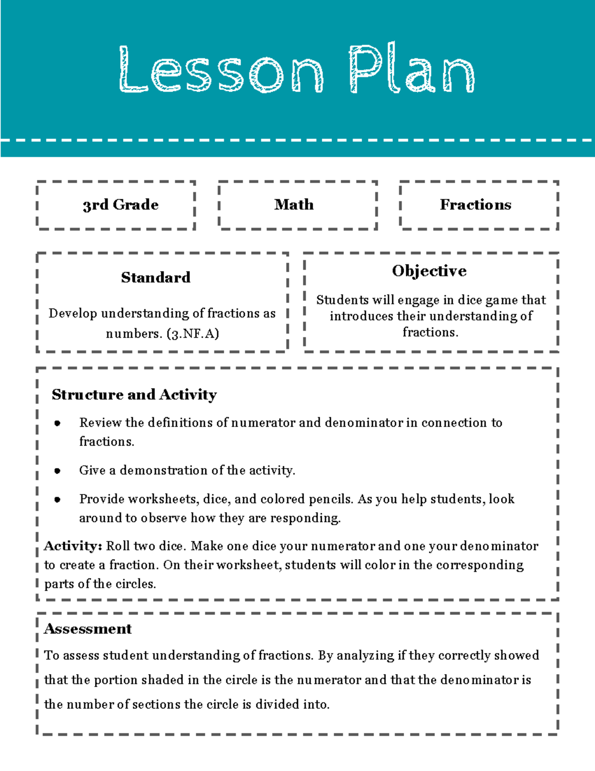 Lesson Plan- Fractions (2) - Lesson Plan Develop understanding of ...